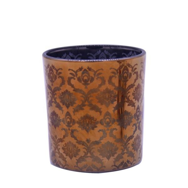 Quality Copper Glass Candle Holders With Laser Engrave Pattern for sale