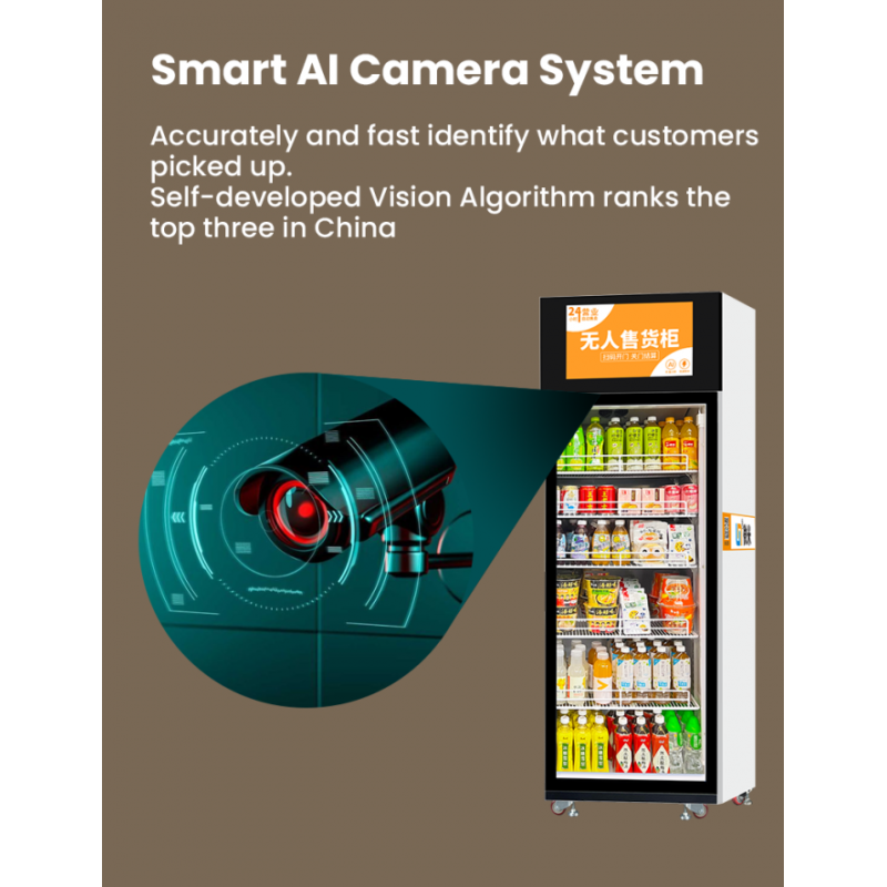 Intelligent Algorithm AI-Powered Vending Machine For Snacks Drinks Fresh Food Fruits Grab And Go Fridge 3