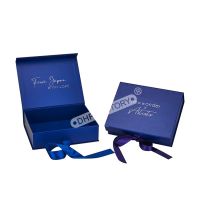 Quality Coated Elegant Rigid Presentation Gift Boxes With Ribbon For Corporate Gifts for sale