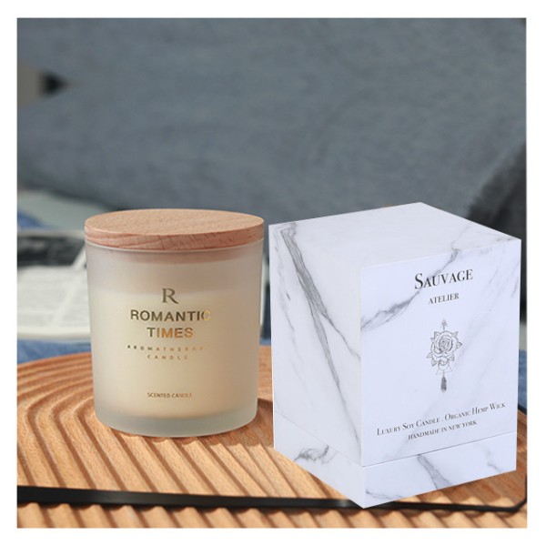 Quality Luxury Custom Logo Marble Printed Lid and Base Rigid Boxes for Candle Gift for sale