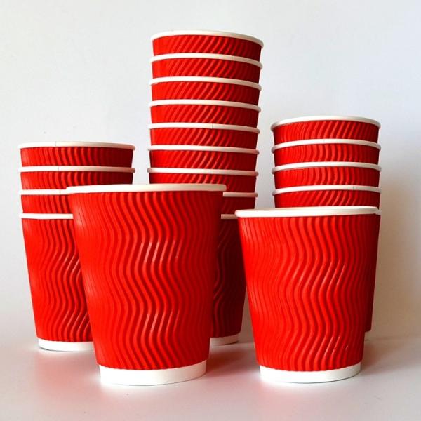 Quality 280gsm Bubble Boba Disposable Ripple Wall Paper Cold Drink Cups With Lids for sale