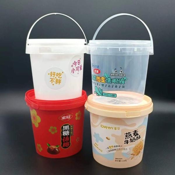 Quality White Customized LOGO Printed Clear Plastic Pail Popcorn Bucket for sale