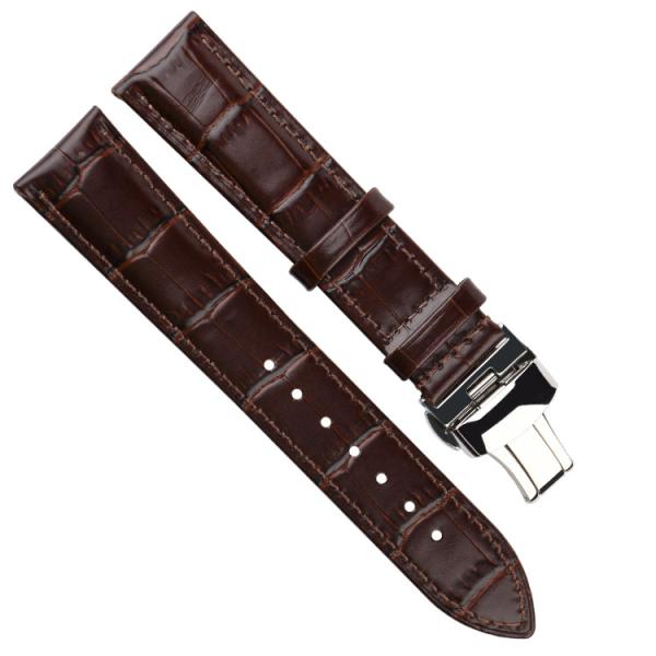 Quality Gentlemen Classic Leather Watch Straps With Folding Buckle for sale