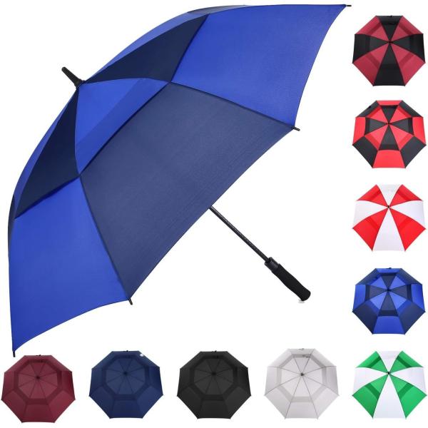 Quality Double Layer Golf Umbrella with Auto Open Hand Close and Personalized Pattern for sale
