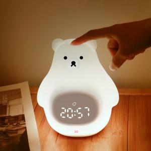 Quality Factory Big White Bear Lighting Alarm Clock Wakes Up Bedroom Baby Nightlight For for sale