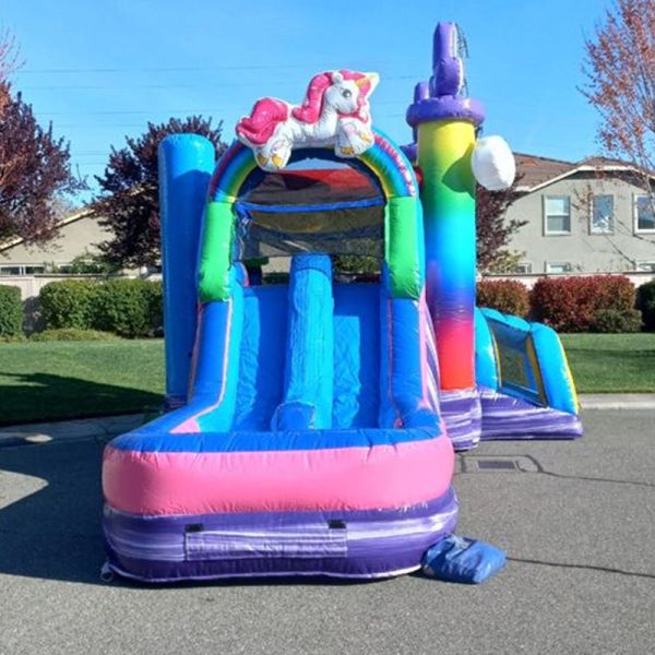 Quality Kids Inflatable Toys Rainbow Unicorn Trampoline Castle Inflatable Bounce House for sale