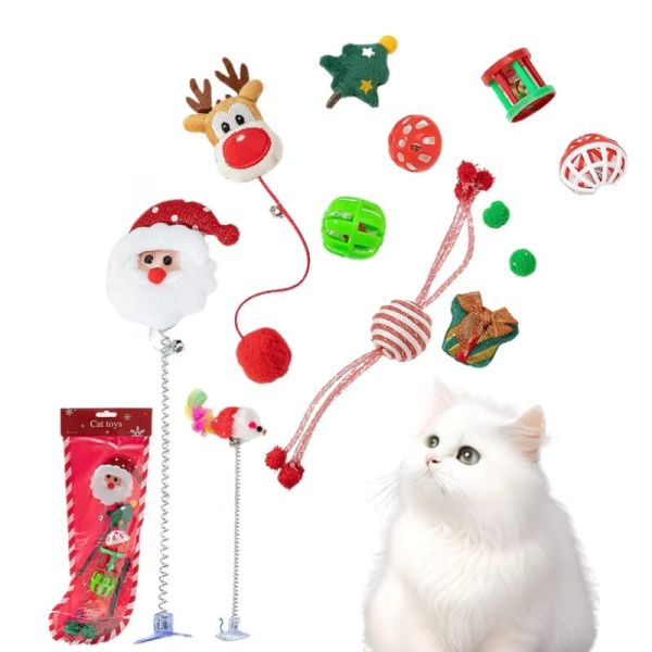 Quality Interactive Pet Toys For Cats Stuffed Animal Plush Cat Toy Set Christmas Stockings for sale