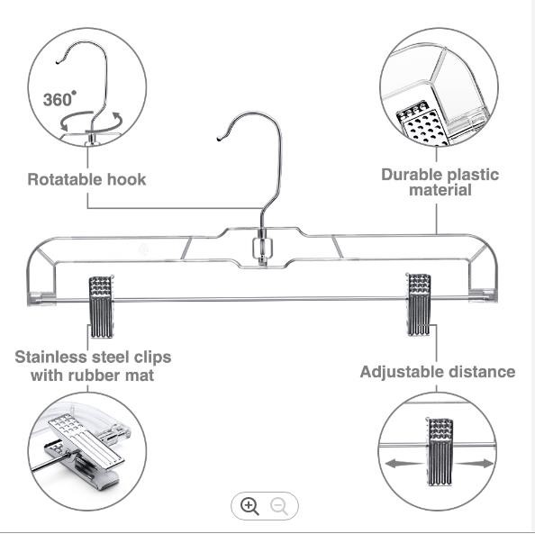 Quality 1cm Thick Plastic Hangers , Clips White Plastic Pant Hangers for sale