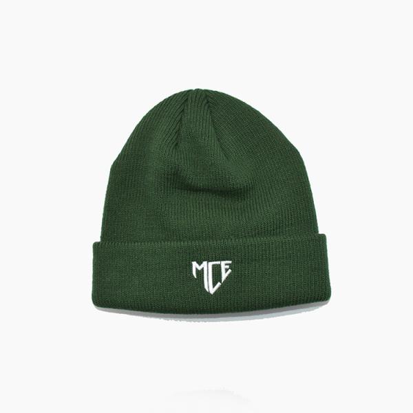 Quality OEM Unique Green Knit Beanie Hats With Embroidery Pattern for sale