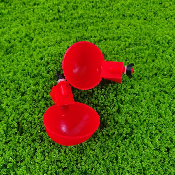 Quality Automatic Plastic Washable Chicken Drinking Bowl Red Round Design for sale
