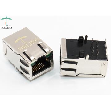 Shielded 1000 Base - T Magnetic RJ45 Jack Tab Up With LED And EMI Finger