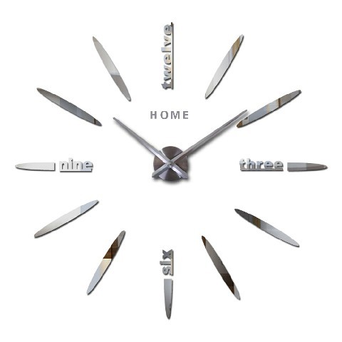 Quality 3D Modern DIY Acrylic Mirror House Wall Clocks Self-adhensive Stickers Big Decoration Wall Clock for sale
