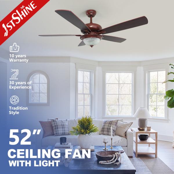 Quality 3000K Retro Ceiling Fan With Dark Walnut Blades And Glass Lampshade for sale