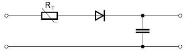 Basic circuit diagram NTC thermistor for diode protection