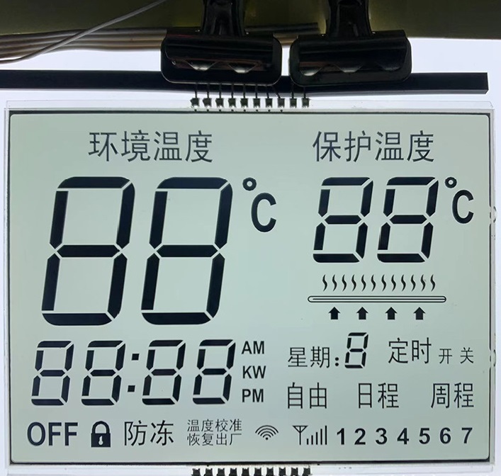 Reflective 128x64 LCD Display side view and connector details