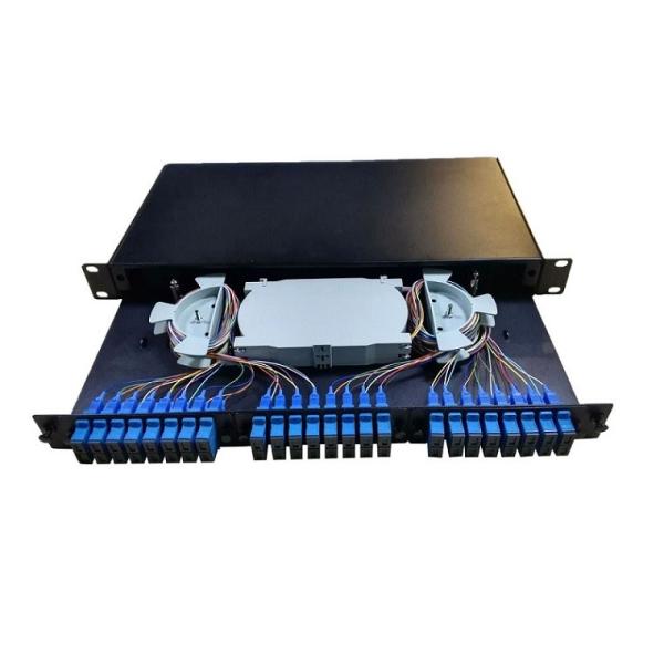 Quality FTTX 48 Ports Rack Mounted Fiber Optic Patch Panel With SC Simplex Adapter for sale