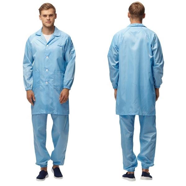 Quality Anti Static ESD Work Suit 98% Polyester 2% Carbon Clean Room Clothes for sale