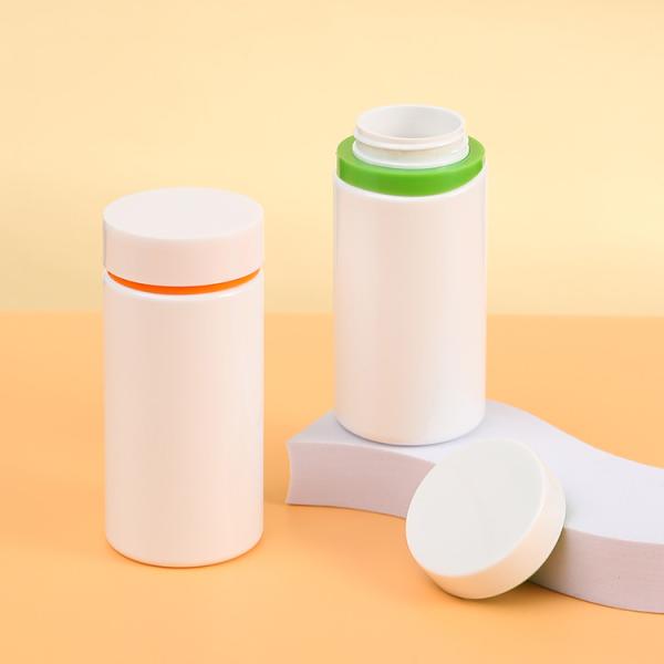 Quality White Vitamin Pill Bottle Funnel Design Pet Plastic Packaging for sale
