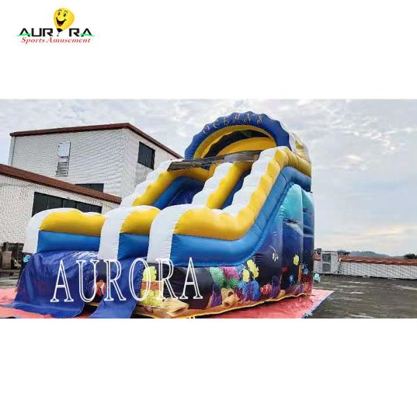 Quality Blue Yellow Playground Inflatable Water Slide Rental For Parties And Events for sale