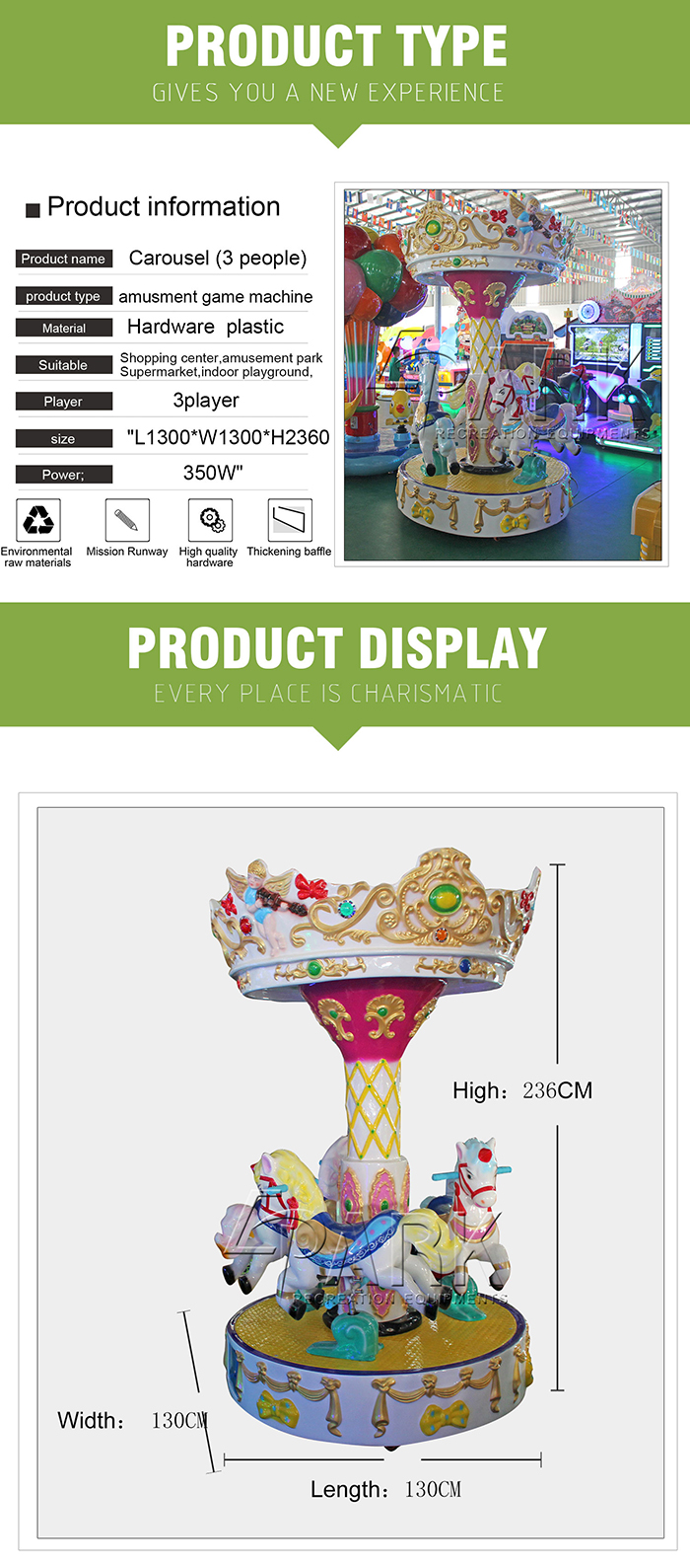 Coin Operated Carousel Three Peoples Coin Pusher Game Machine from ...