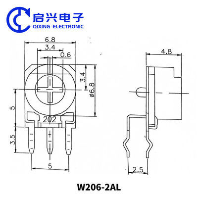 Quality W206 0.25W Single Coil Potentiometer Easy Adjustment Long-Term Workability Metal for sale