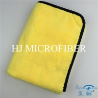 Quality Yellow Color Microfiber Super Thick Coral Fleece Fabric Towel For Car Cleaning for sale