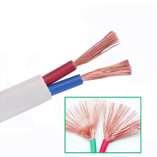 Quality 2x1.5mm 2x2.5mm Pure Copper Core Parallel Wire Stranded Flat Flexible Cable with for sale