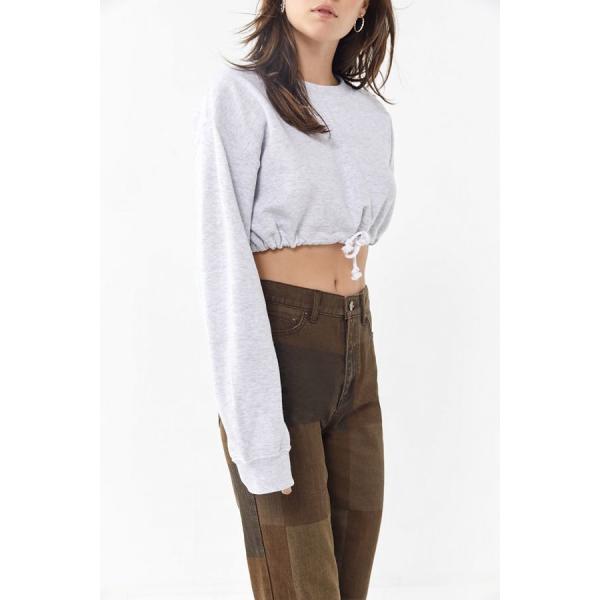 Quality Fall Drawstring Hem Cropped Sweatshirt for sale