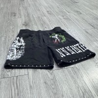 Quality Shorts Manufacturer Streetwear Acid Wash Printed Rhinestone Distressed Cotton for sale