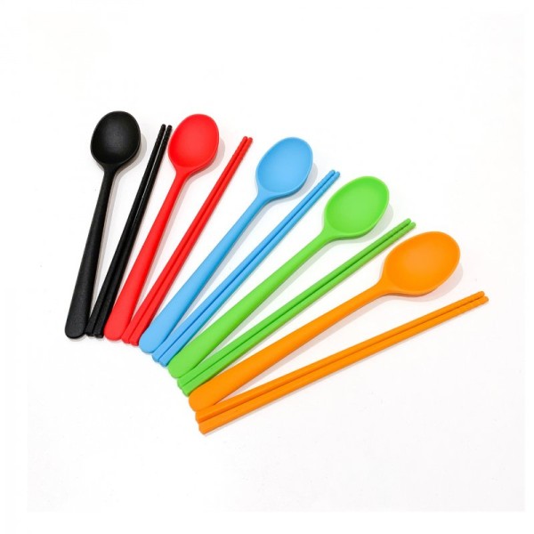 Quality Factory Food Grade Silicone Tableware Set, Reusable Silicone Spoons and Chopsticks, Wholesale OEM ODM for sale