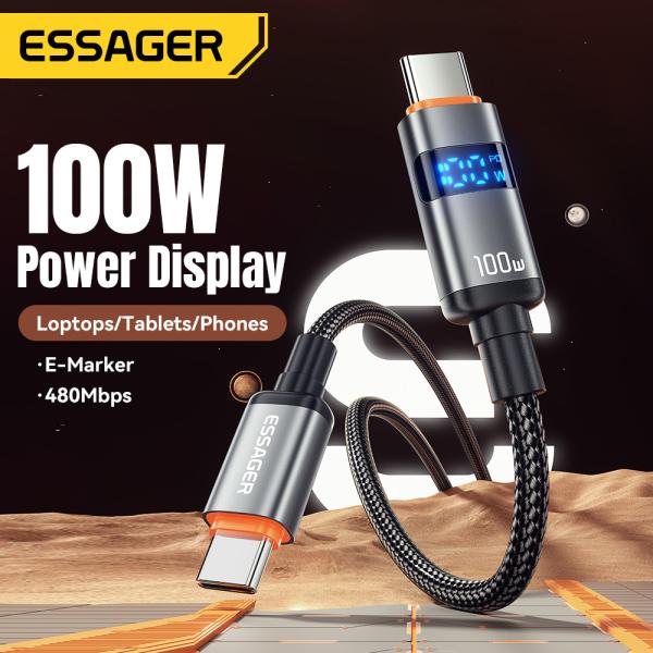 Quality ESSAGER ES-X61 Type C To Type C PD 100W USB C Charging Cable Digital Display for sale