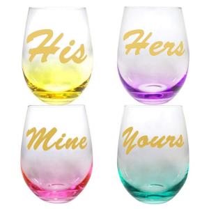 Quality Egg Shape Stemless Clear Wine Glass ，Clear Stemless Wine Glasses With Golden for sale