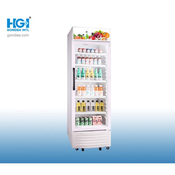 Quality Vertical Fan Cooling Optional Three Glass Door Upright Refrigerating Showcase for sale