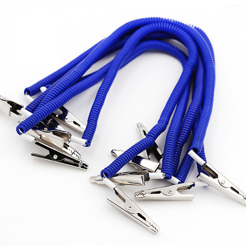 Quality Plastic Stretchy Dental Scarfpin Coiled Cord Blue Color 30CM Long Custom Logo Printing for sale