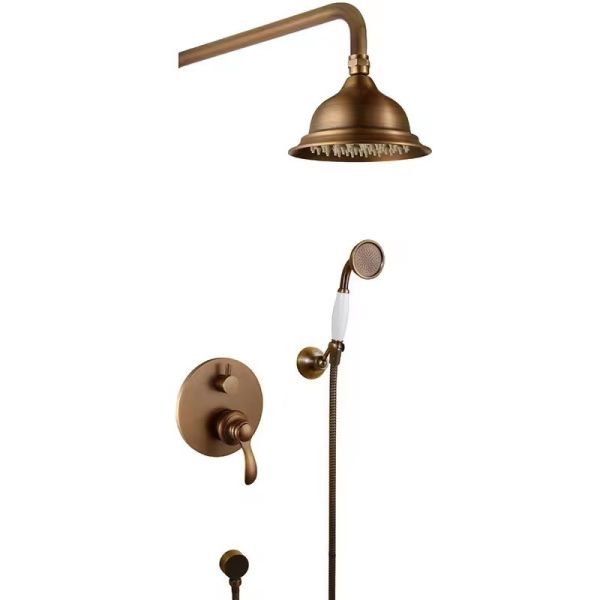 Quality Modern Design Style Bathroom Shower Set Antique Brass Wall Mount Shower Faucet Combo Trim Kit for sale