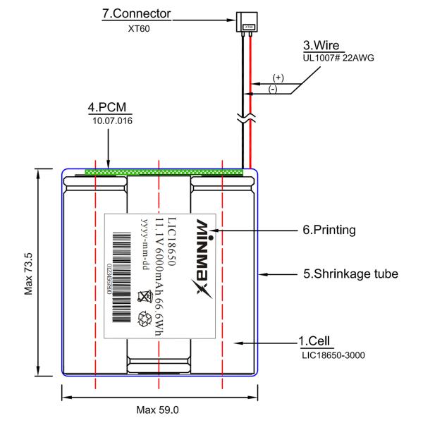 Quality Rechargeable Li-ion Battery Pack 18650 11.1V 6000mAh for sale