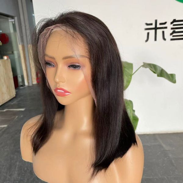 Quality Short Transparent Glueless Full HD Lace Bob Wig 13x4 Frontal Human Hair for sale