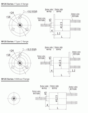 m125 series M125 Series Miniature Capsule Slip Ring slip ring Drawing