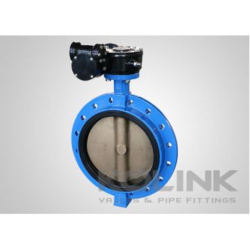 Quality Large Rubber Lined Ductile Iron Butterfly Valve Concentric Gear Operation for sale