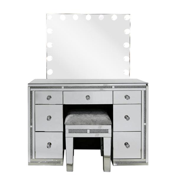 Quality Bedroom Wood Hollywood Mirror And Vanity Dressing Table With Lights for sale