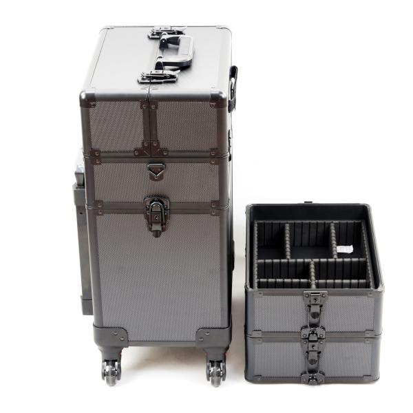 Quality Aluminum Trolley Makeup Case/Pro Makeup Case with Locks and Dividers for Secure for sale