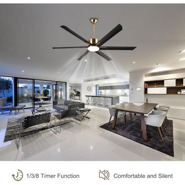 Quality 72 Inch Modern Smart Ceiling Fan with Light in White ABS for sale