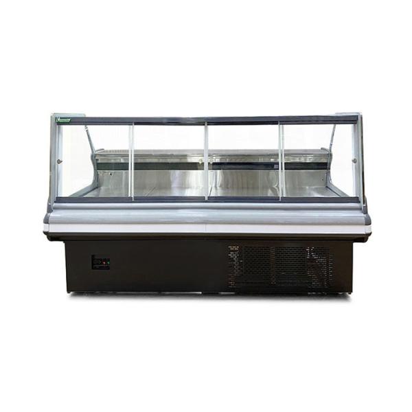 Quality Transparent Glass Square Refrigerated Deli Showcase Single Temperature R404a for sale