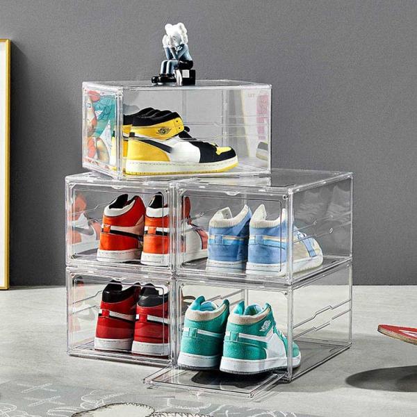 Quality Clear Transparent Stackable Shoe Box With Custom Logo for sale