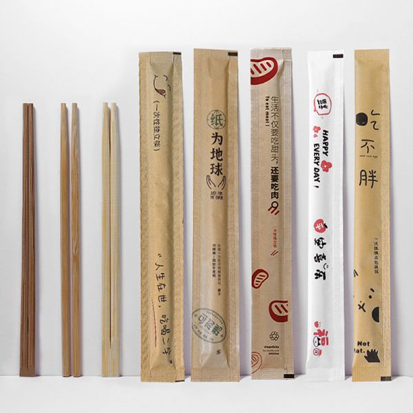 Quality Giveaways Custom Print Logo Pouch Disposable Bamboo Chopsticks CLASSIC Design for sale