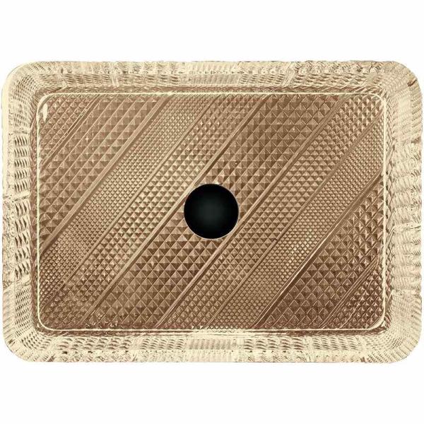 Quality Deep Rectangular Vessel Sinks Bathroom Crystal Light Tea Color for sale