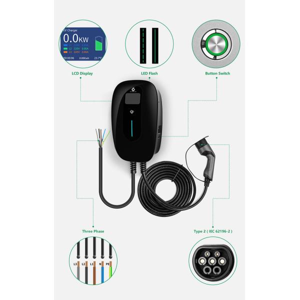 Quality OCPP 3 Phase EV Charging Wallbox 11kw Type 2 Wifi APP IP65 for sale