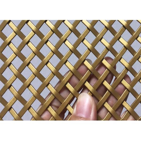Quality Light Brass Color Fireproof Decorative Architectural Woven Mesh For Hall Screen for sale