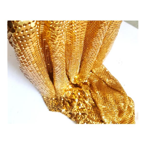 Quality 4mm Gold Color Aluminum Sequin Metallic Mesh For Hotel Decoration for sale