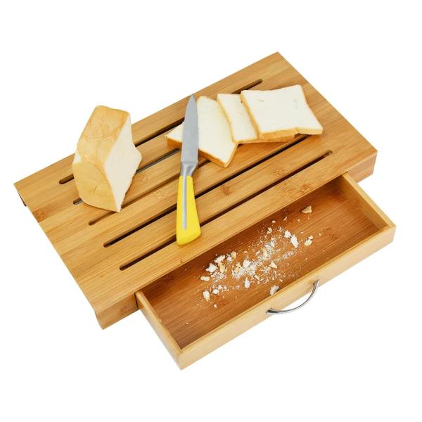 Quality Bamboo Water Resistance Baguette Bread Board Cutting With Tray Drawer for sale
